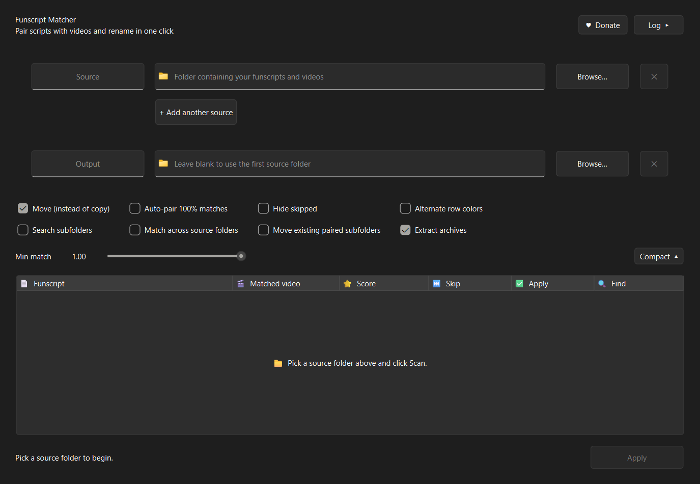 Funscript Matcher — pair scripts with videos & rename in one click ...